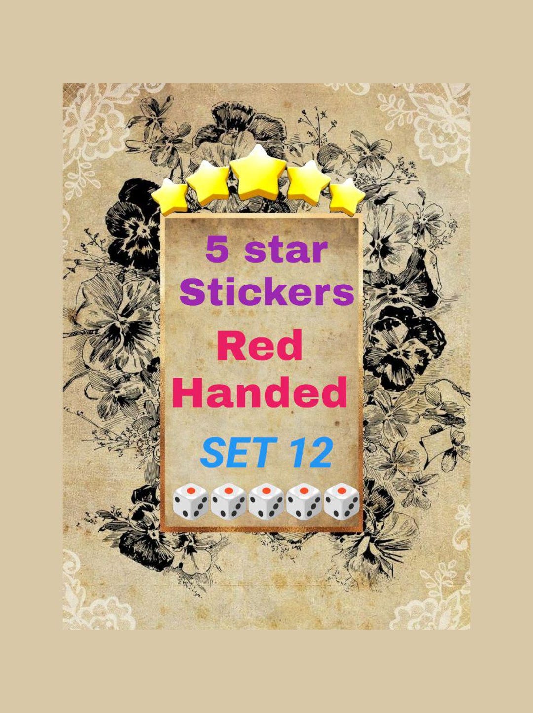 Red Handed 5star Sticker/card SET 12 - Etsy