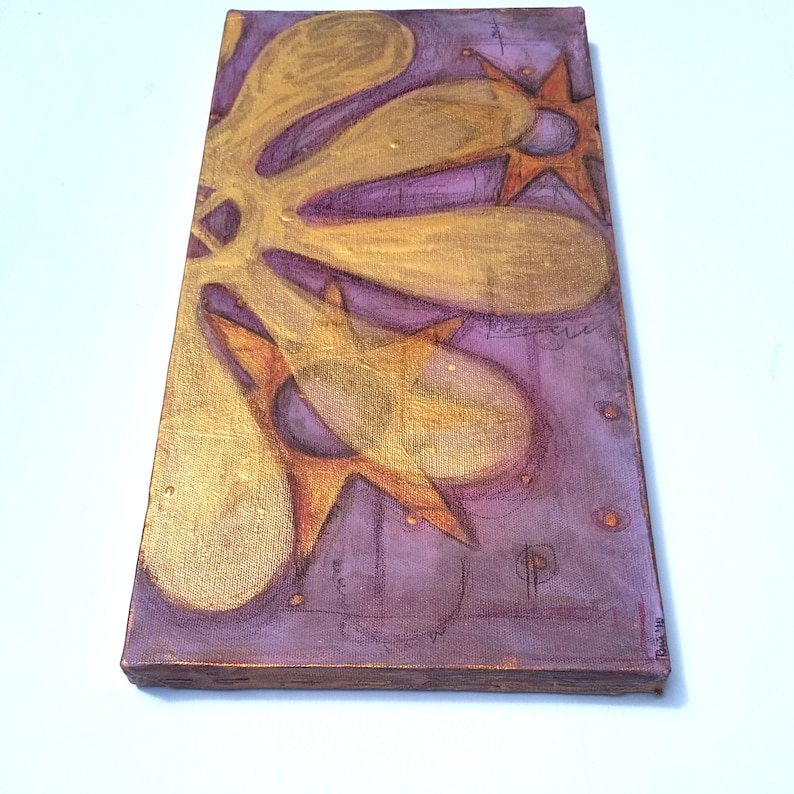 Dipinto con simboli Adinkra dorati: arte acrilica astratta color ...