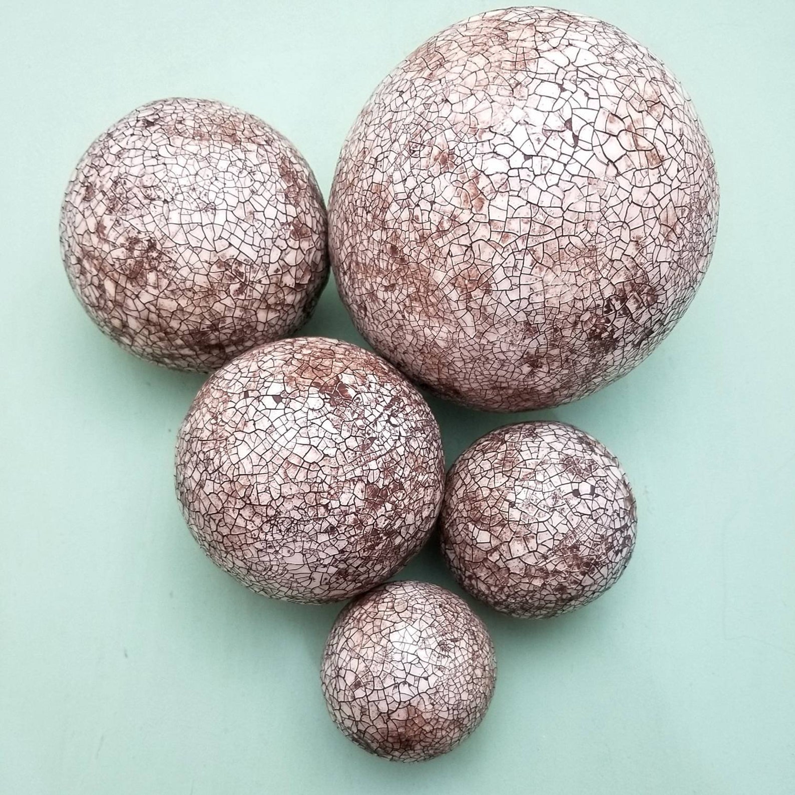 Rustic Crackled Paper Mache Balls: Cream Decorative Sphere Set - Etsy