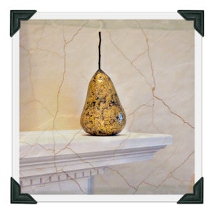 Paper Mache Pear Oversized Crackled Butternut Yellow Fruit Decorative ...