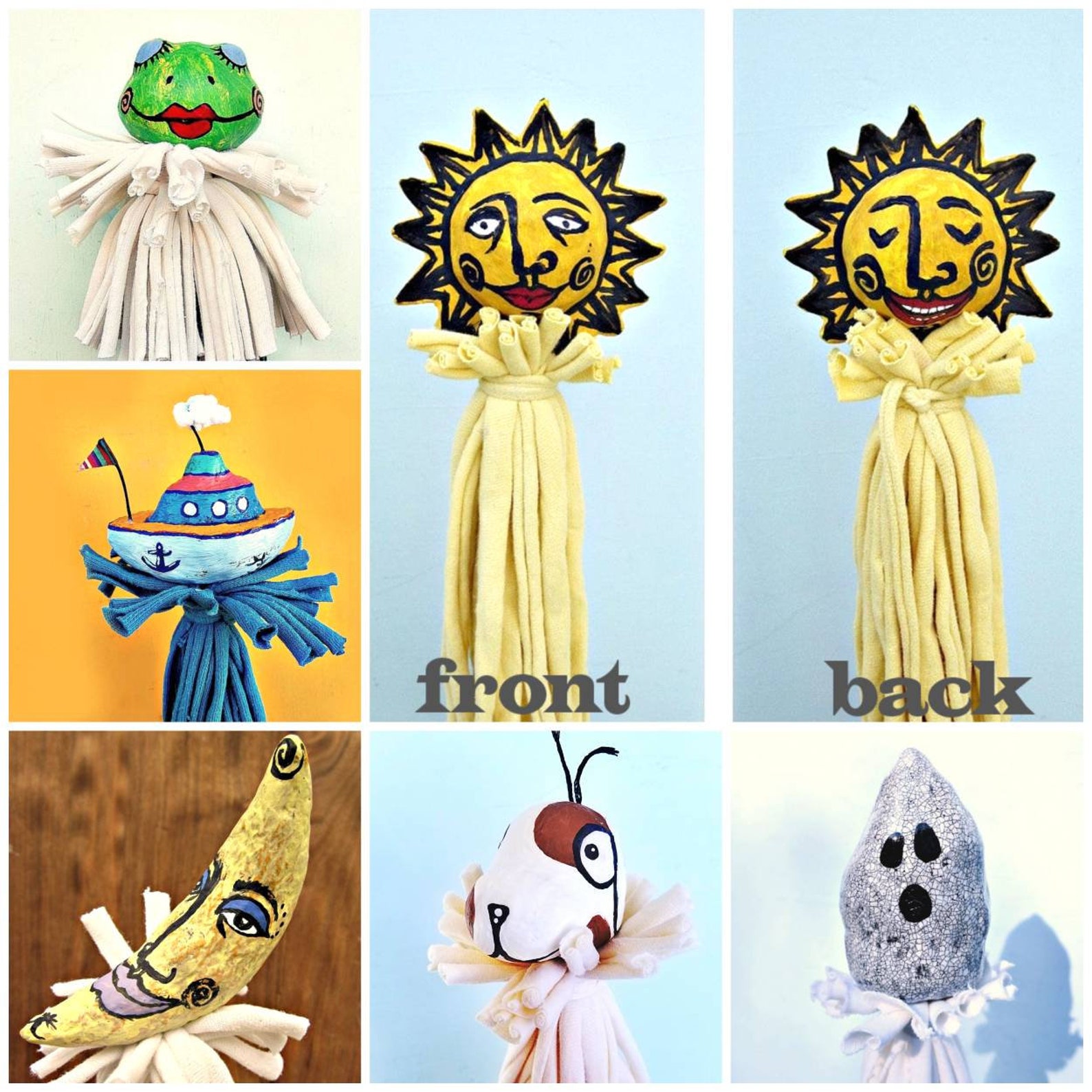 Paper Mache Stick Puppets Tugboat and Dog Storytime Prop | Etsy