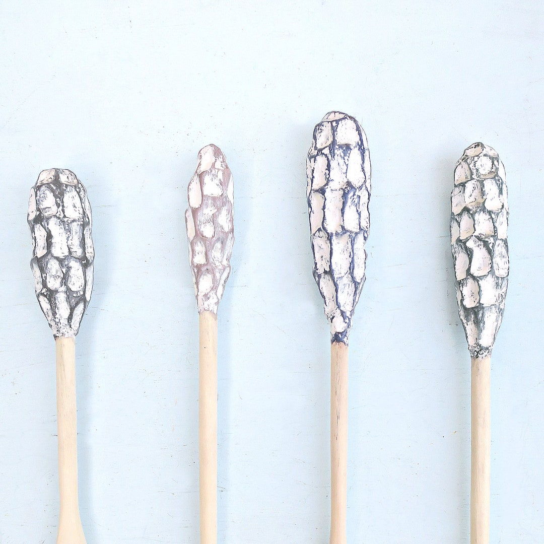 Spoons, Wooden Kitchen Serve Ware Utensils With Paper Mache Handles ...