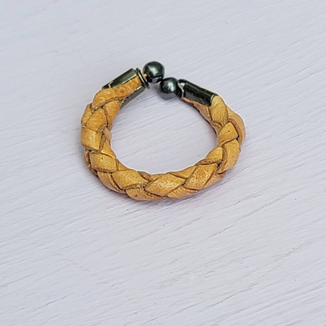 Braided Tan Leather Adjustable Ring: Lawrence - Etsy