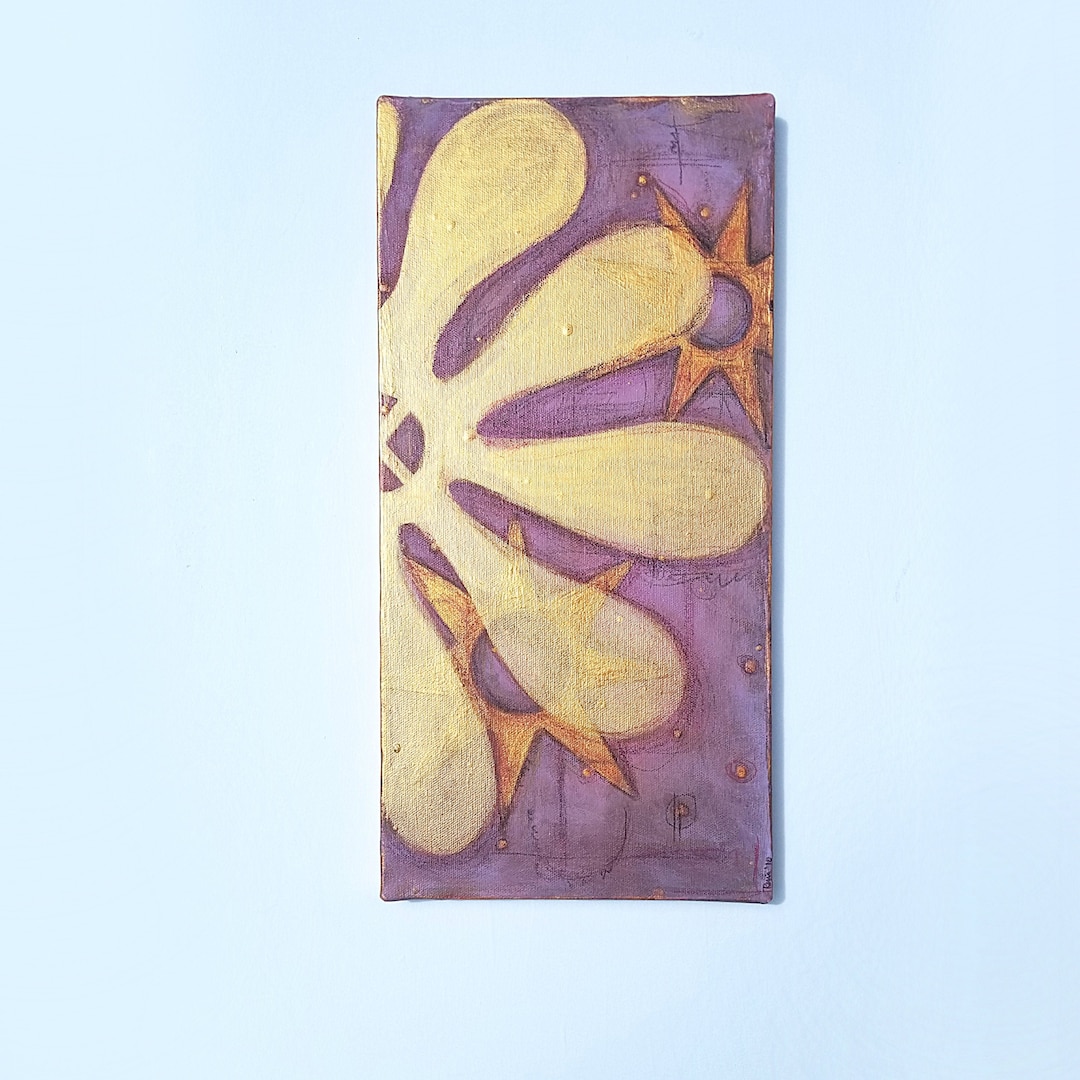 Dipinto con simboli Adinkra dorati: arte acrilica astratta color ...