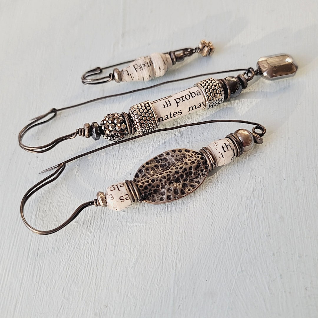 Recycled Paper Beaded Wire Scarf Pins: Edith Series - Etsy