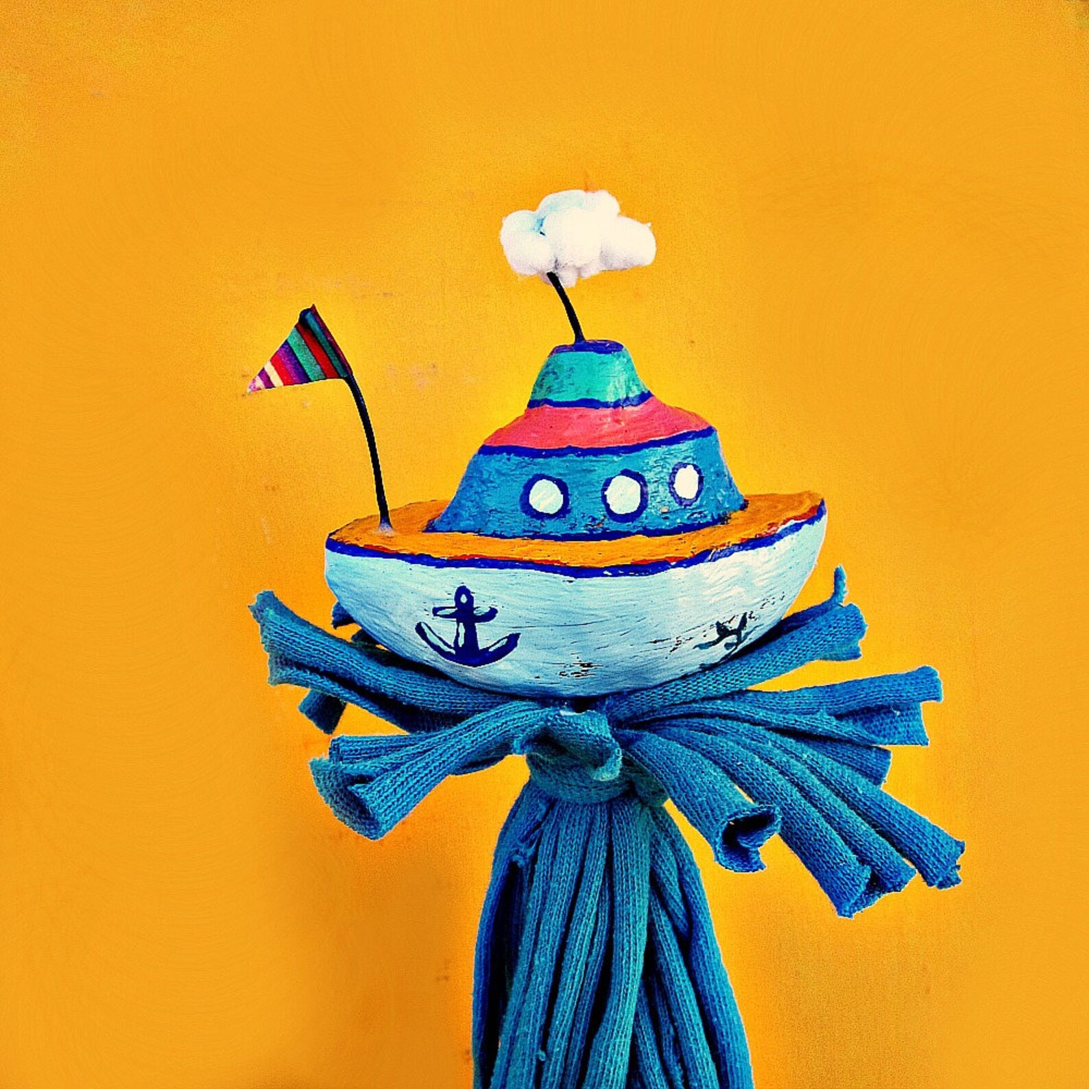 Paper Mache Stick Puppets Tugboat and Dog Storytime Prop | Etsy