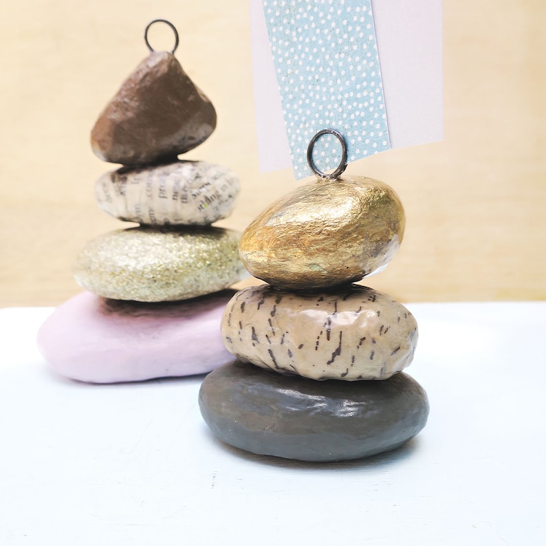 Rock Stack Paper Mache Photo Note Holder Keepsake Cairns: Chi - Etsy