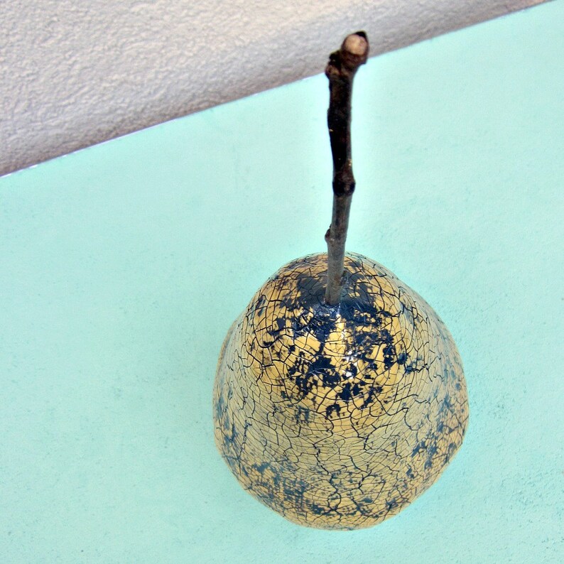 Paper Mache Pear Oversized Crackled Butternut Yellow Fruit Decorative ...