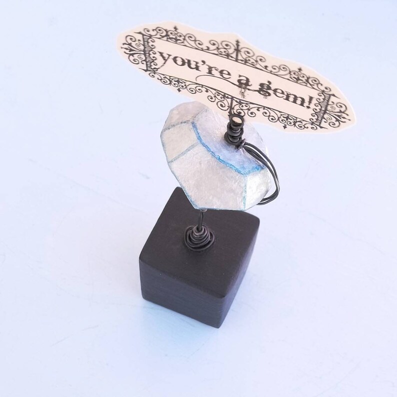 Paper Mache Diamond Keepsake Sculpture: Miniature Tabletop Note Photo ...