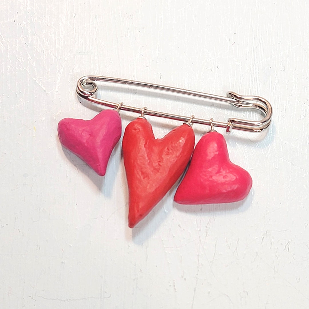 Paper Mache Heart Embellished Kilt Pin Accessory: Heartline - Etsy