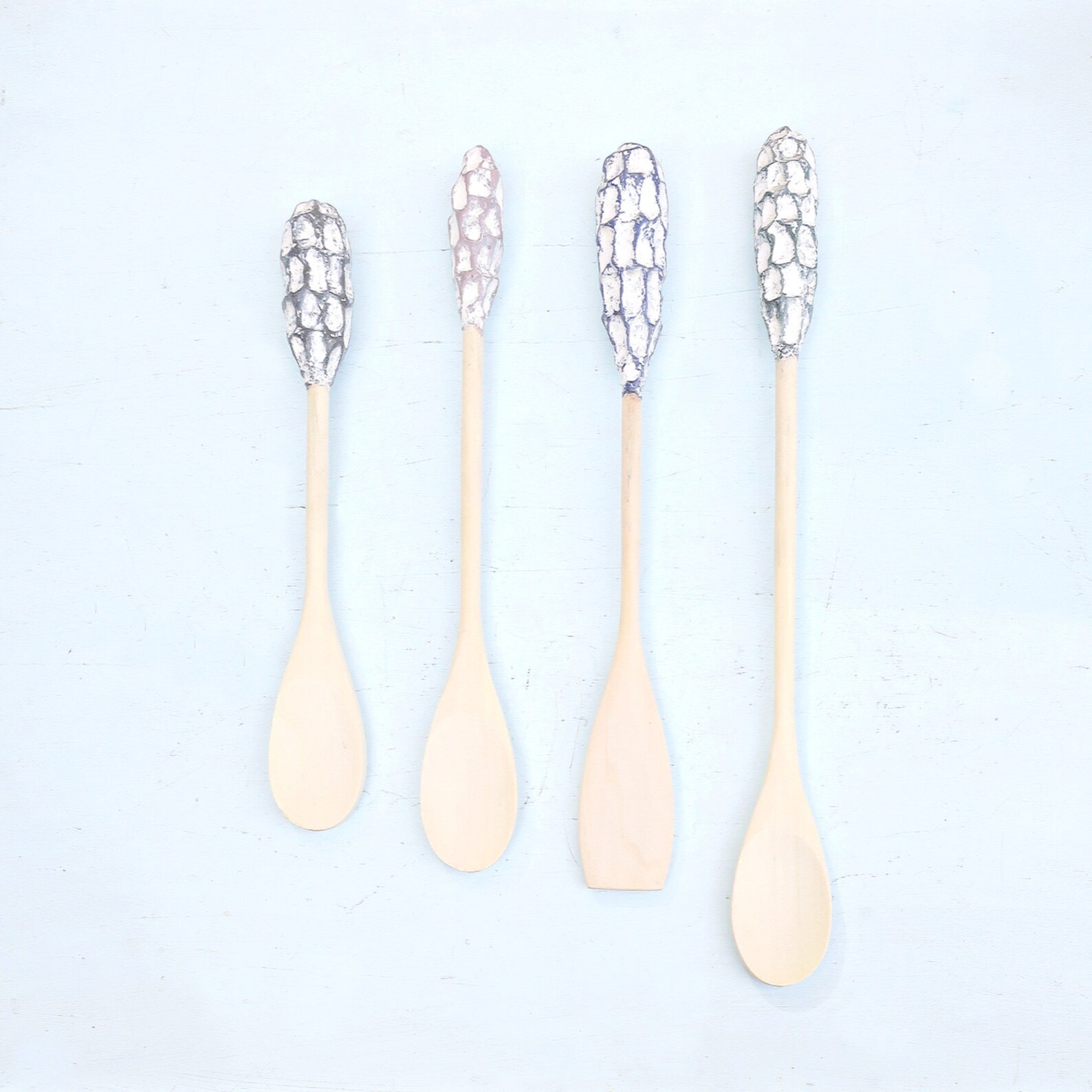 Spoons, Wooden Kitchen Serve Ware Utensils With Paper Mache Handles ...