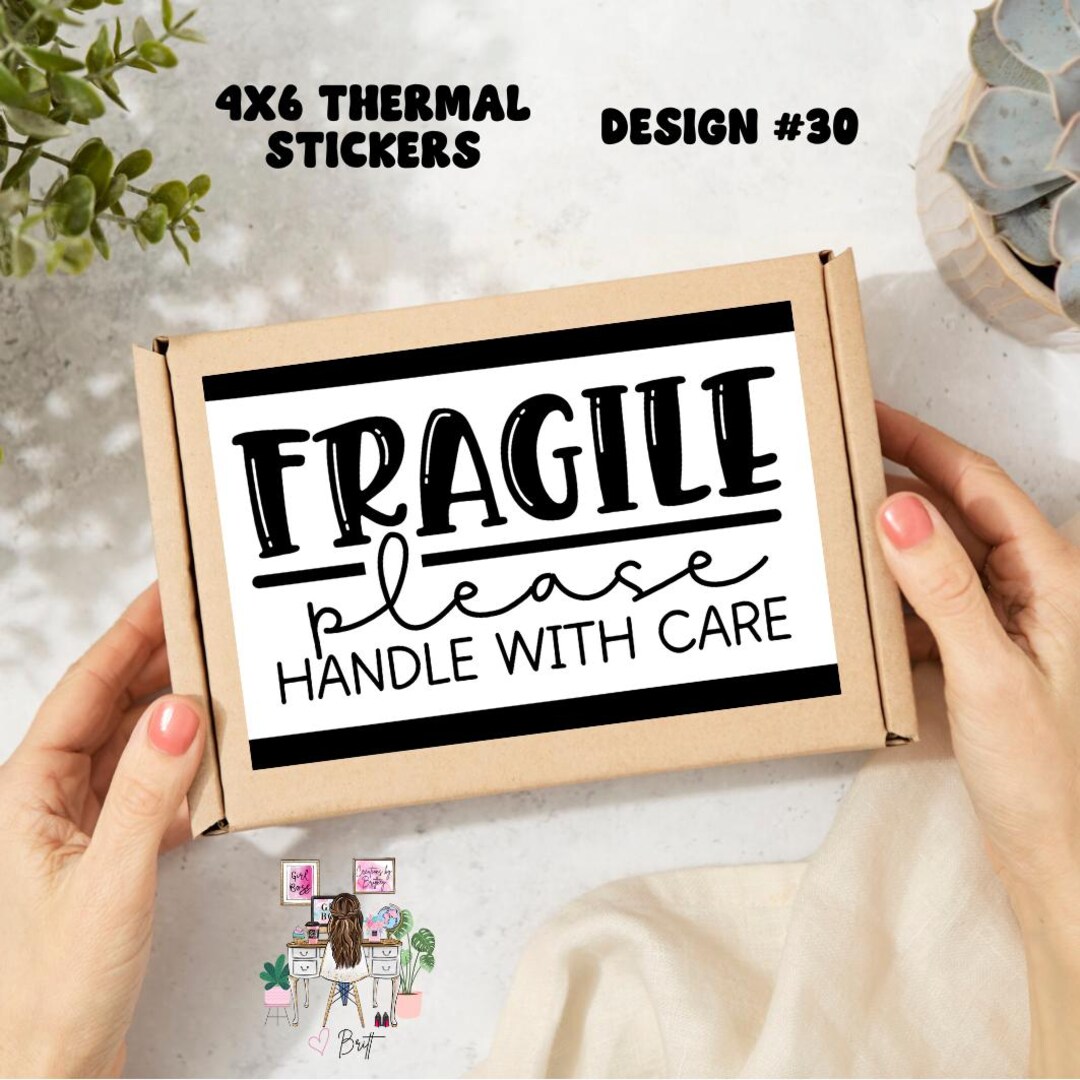 4x6 Thermal Packaging Stickers - Design #30 Fragile Please - Etsy