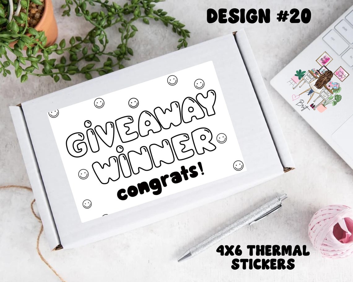 4x6 Thermal Packaging Stickers - Design #20 Giveaway Winner - Etsy