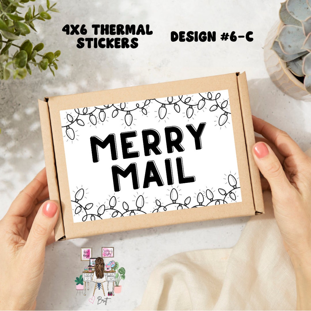 4x6 Thermal Packaging Stickers - Design #6-c - Holiday Merry Mail - Etsy