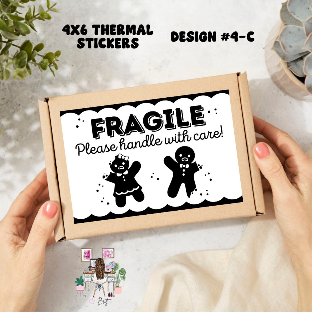 4x6 Thermal Packaging Stickers - Design #4-c Holiday Fragile - Etsy