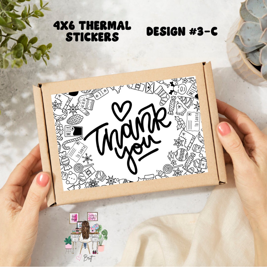 4x6 Thermal Packaging Stickers - Design #3-c Holiday Thank You - Etsy