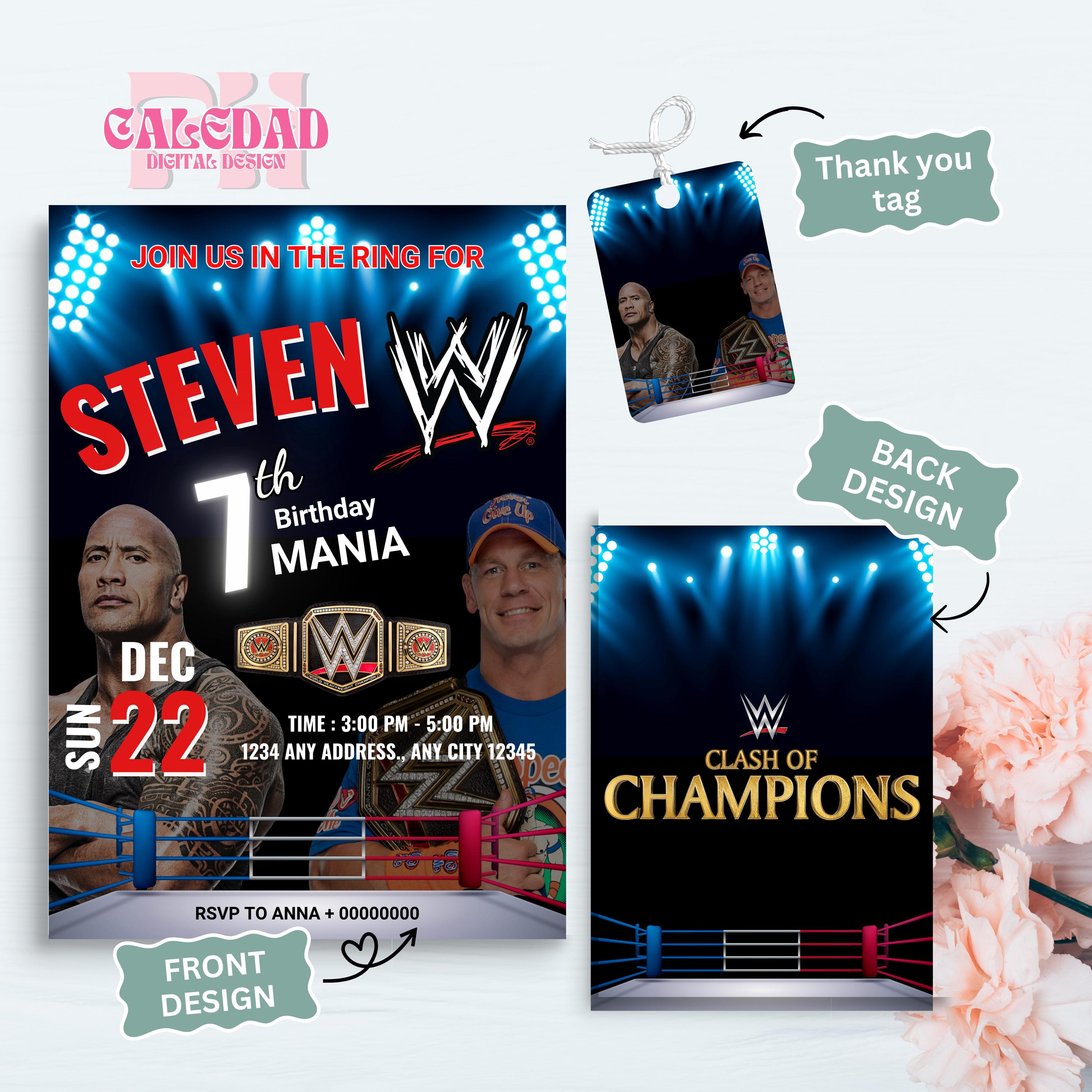 Editable WWE Wrestling Birthday Animated Video Invitation, Boy Birthday ...