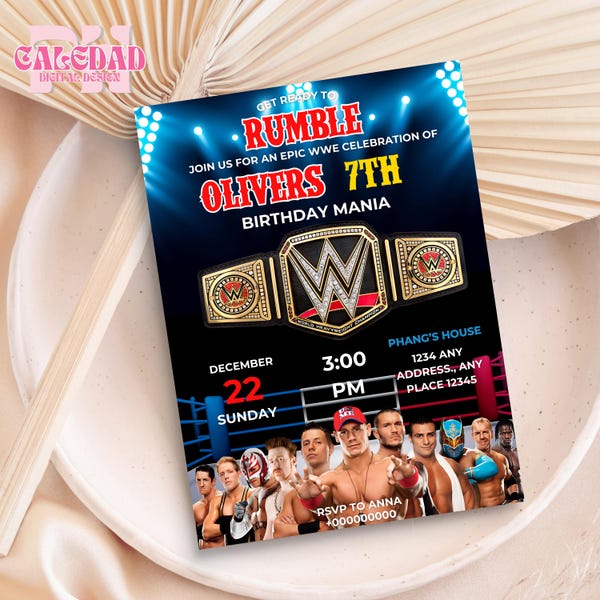 Wwe Birthday Invitations - Etsy