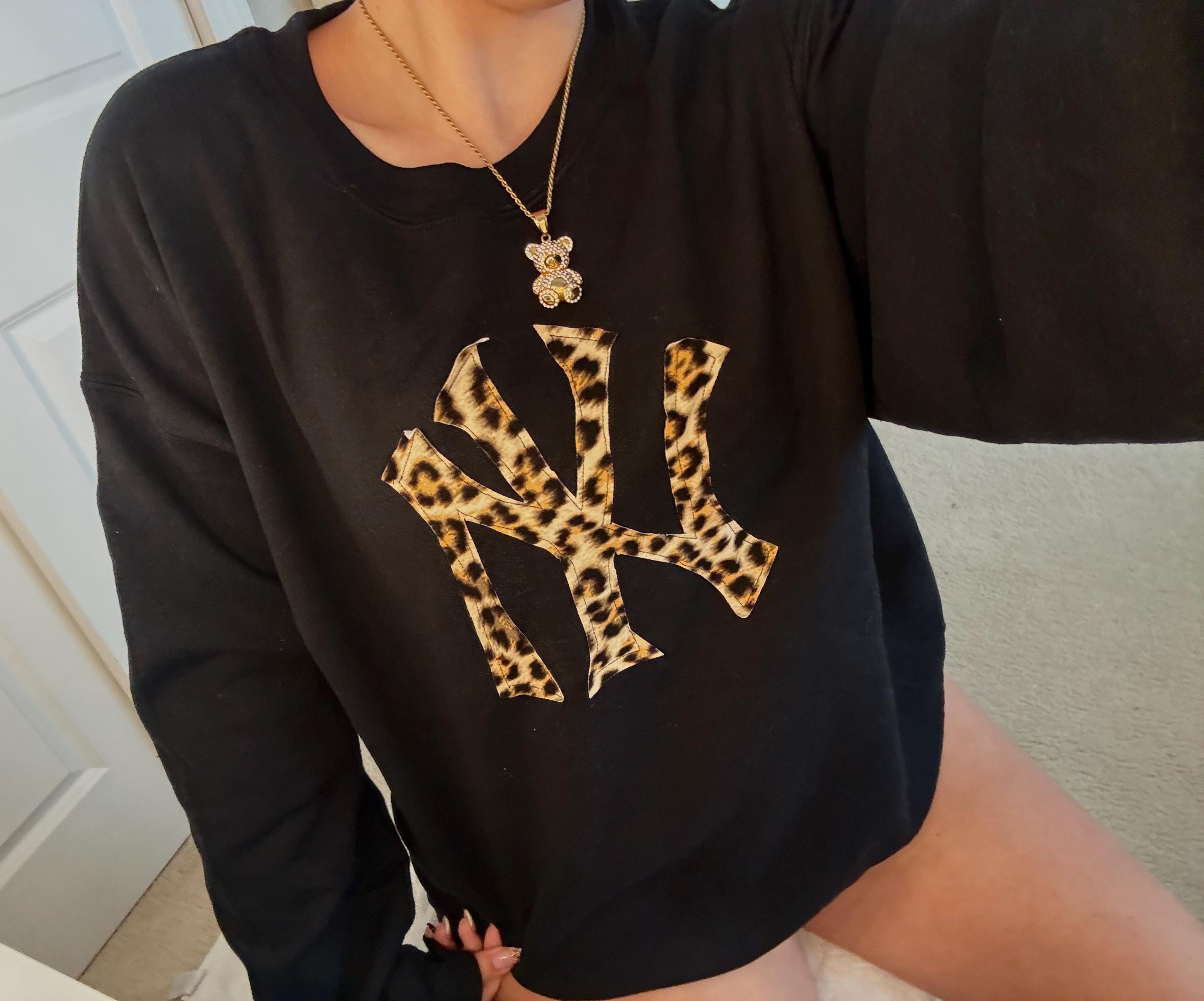 Black NY Yankees Cheetah Print Crewneck - Etsy