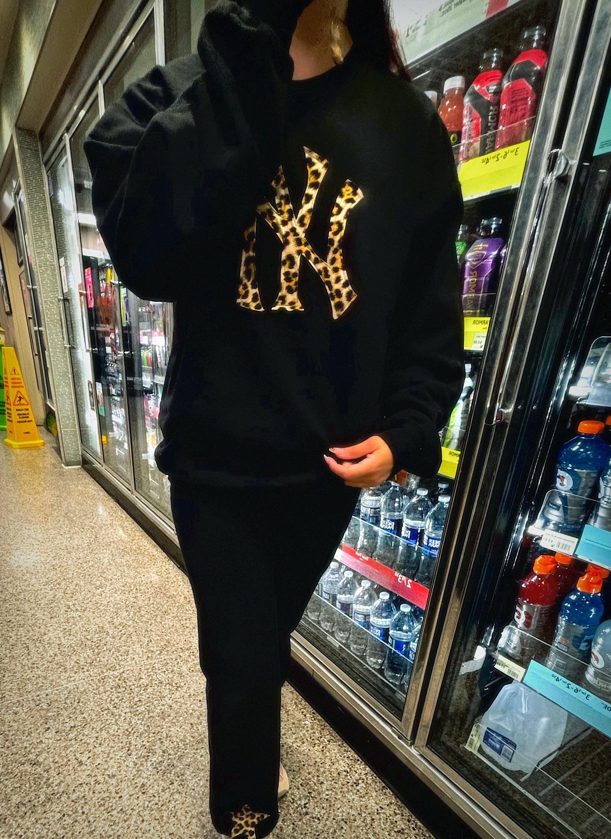 Black NY Yankees Cheetah Print Crewneck - Etsy