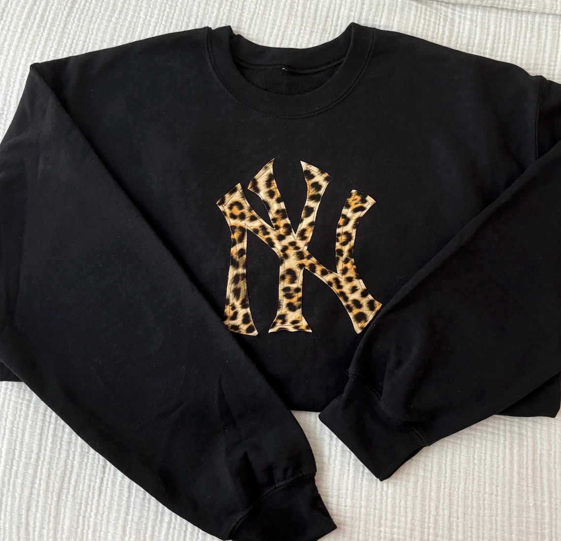 Black NY Yankees Cheetah Print Crewneck - Etsy