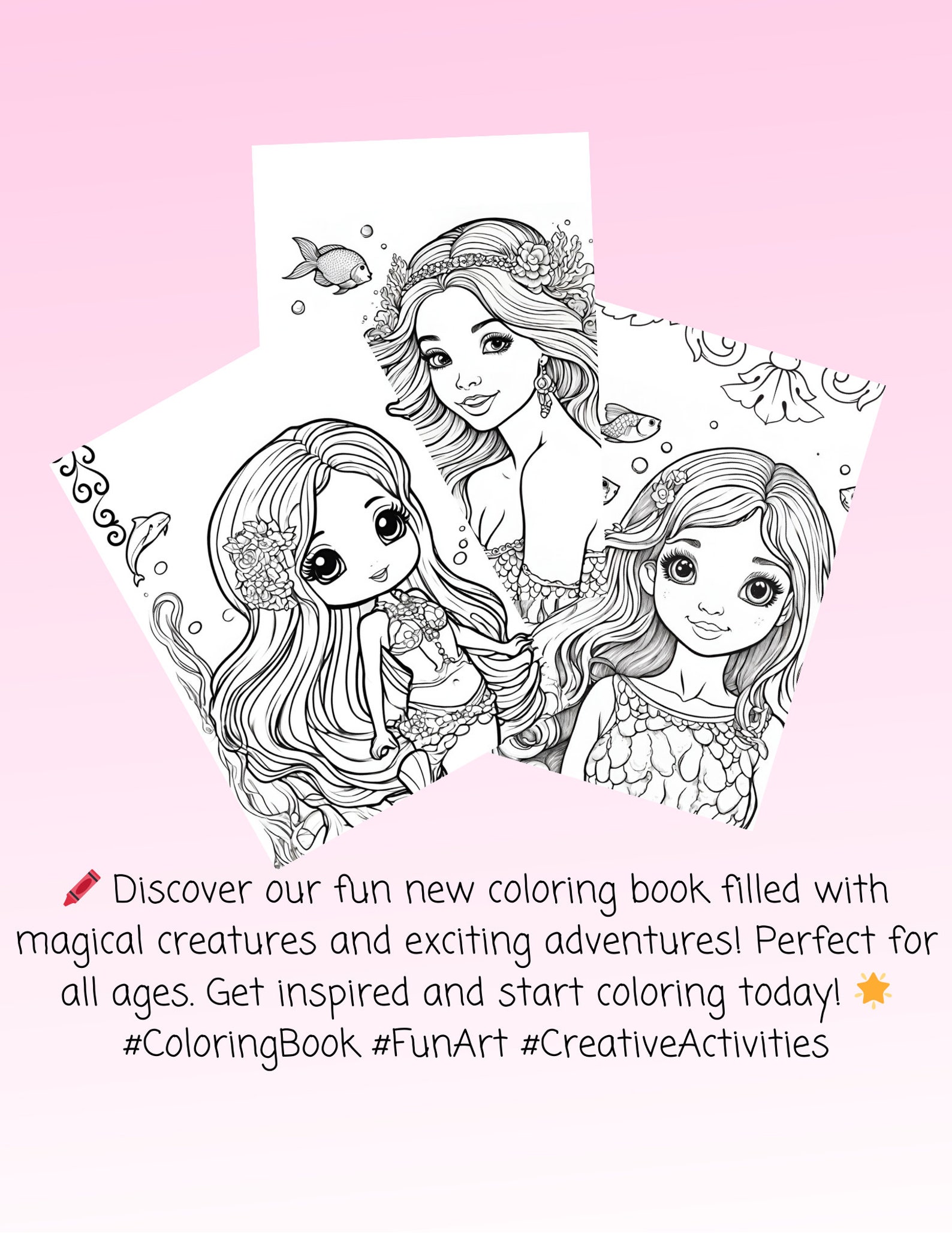 Printable Mermaid and Friends; Fun Coloring and Activity Book| PDF ...