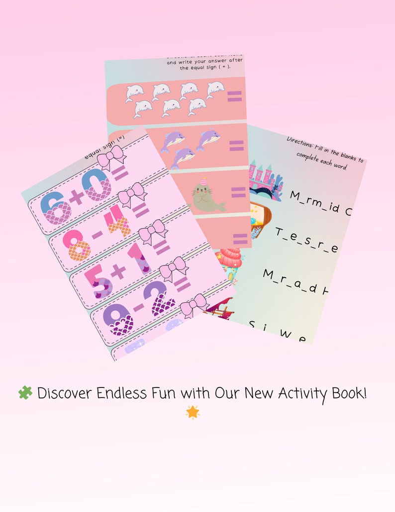 Printable Mermaid and Friends; Fun Coloring and Activity Book| PDF ...