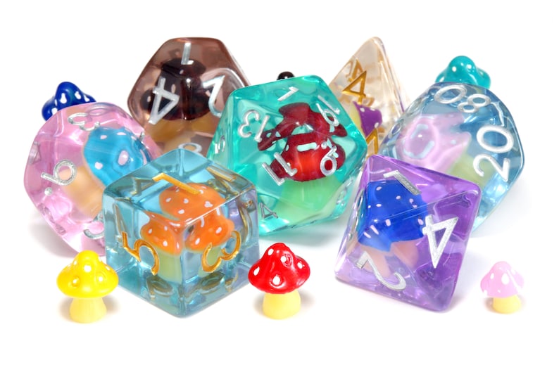 Potions and Fungus, Nature-themed Dice Box Set for 7 Polyhedral Dice ...