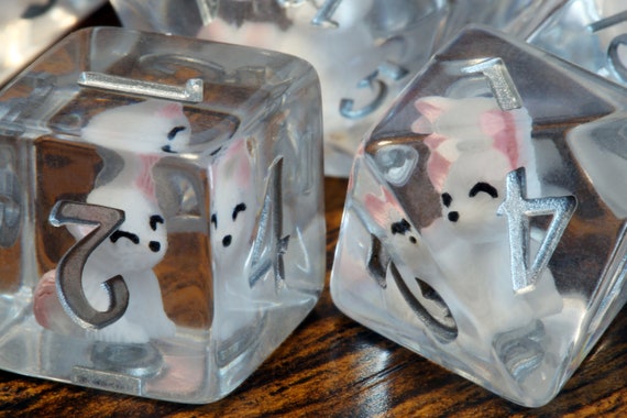Fox Family Dice Set Transparent With White Fox Cub Inside and | Etsy