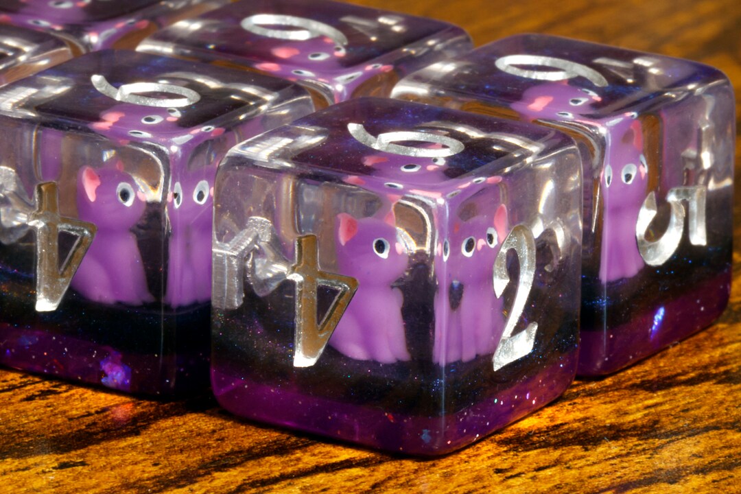 Mystic Cat D6 Dice, Purple Cat Dice, Perfect for Tabletop Games and ...