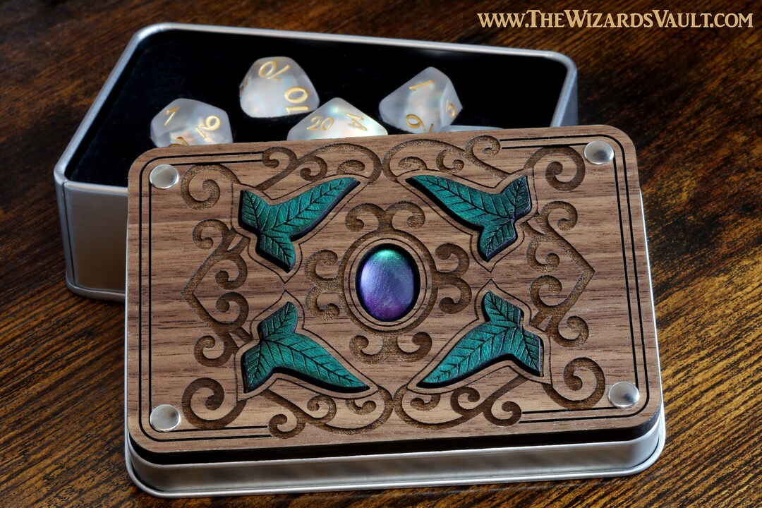 Elvish Dice Vault and Paladin's Oath Dice Set White Holographic ...
