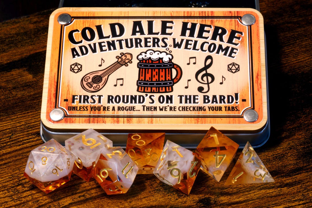 Bard’s Brew Dice Set & Decorative Box – “cold Ale Here” Design, TTRPG ...