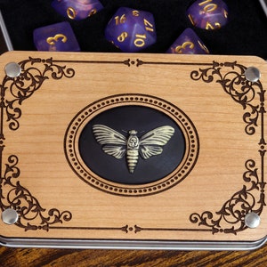 Death Moth Dice Box and Mystic Soul Dice Set Purple Holographic ...