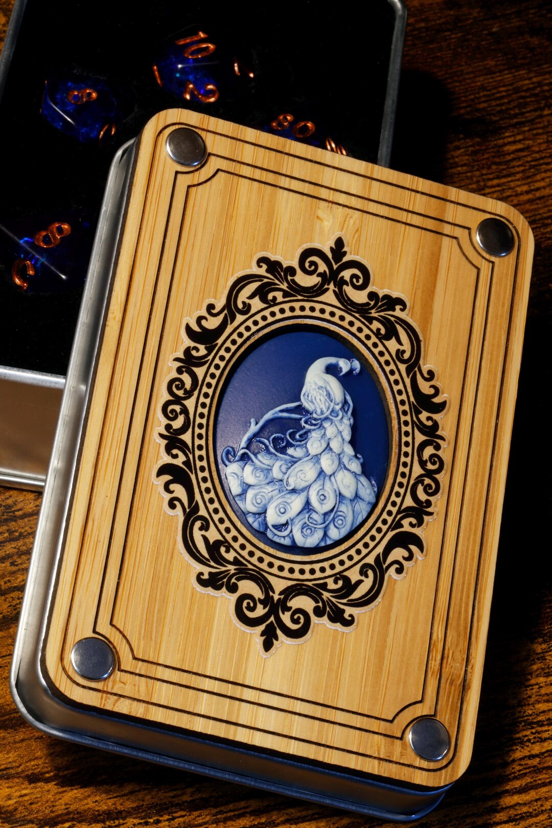 Exclusive Blue Peacock Dice Vault & Cobalt Opal Set Dnd Storage Box ...