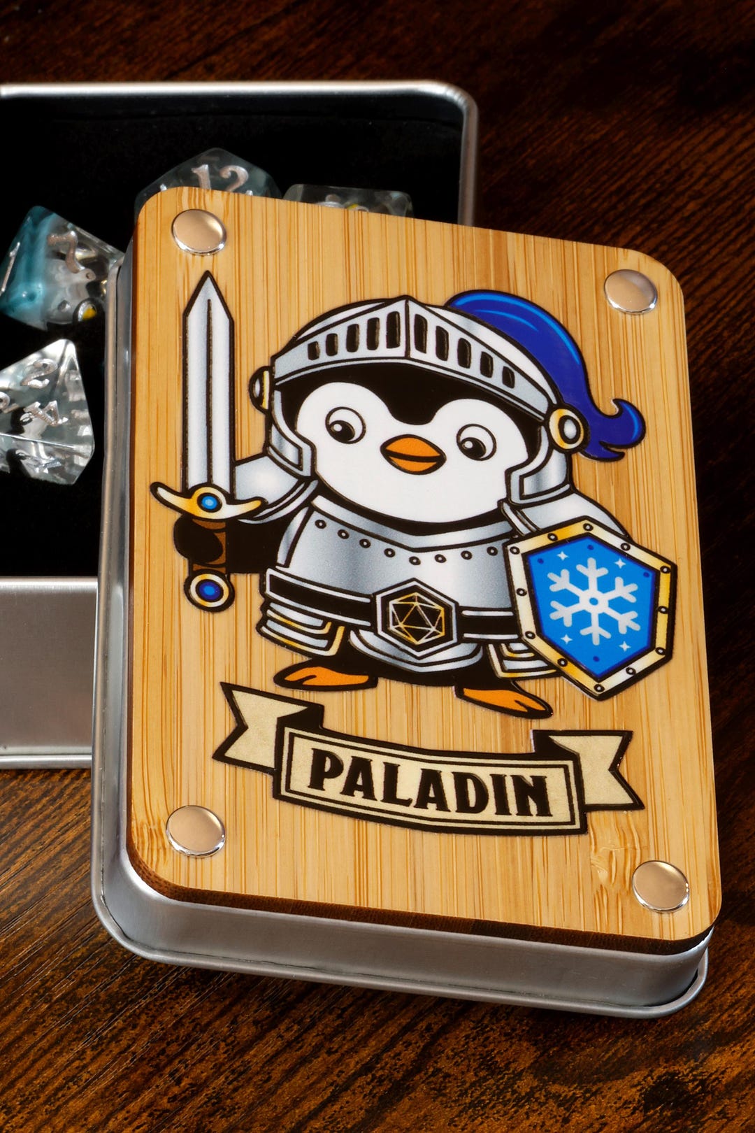 Penguin Paladin Dice Box & Set Armored Penguin With Sword and Shield ...