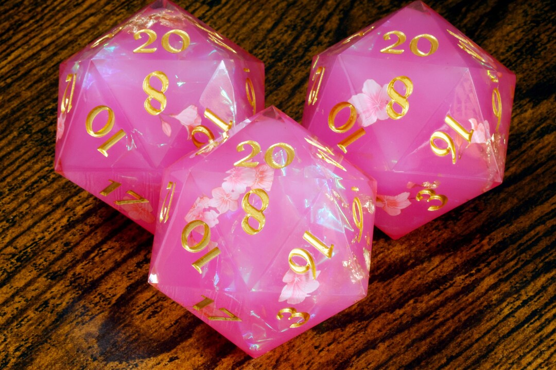 Hibiscus Dreams D20 Extra Large D20 Oversized Sharp Edge Dice for Dnd ...