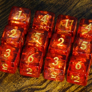 Fireball D6 Dice Set and Decorative Box – Red Orange Dice With Holo ...