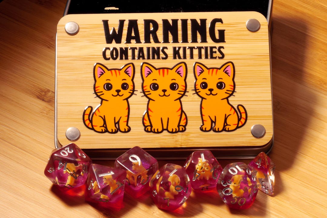 Orange Tabby Cat Dice Set & Box, Polyhedral Dice Set for Dnd and ...