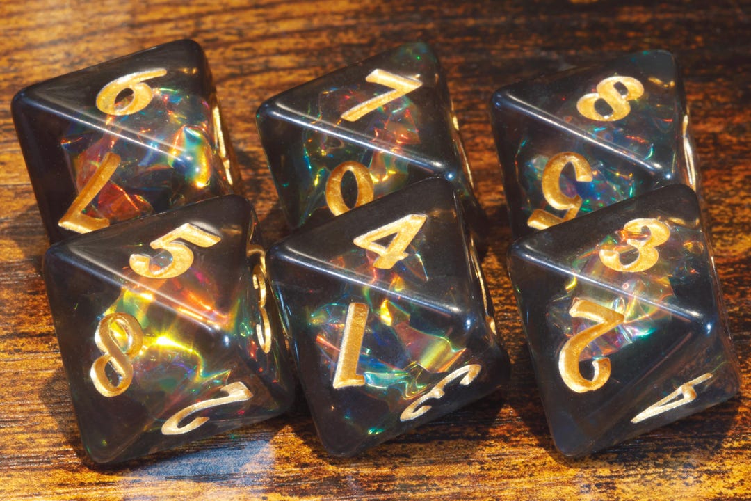 Shadow Opal D8 Dice Set - Dark Grey With Holographic Foil - Etsy