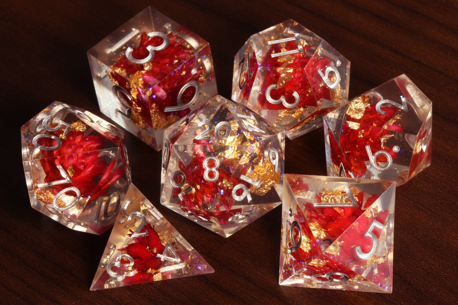 Red Rose Dice Box With Red Flowers Sharp Edge Dice Set With Gold Flake ...