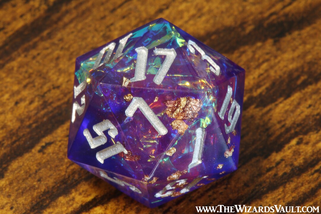 Mystical Amethyst D20 Purple Violet Sharp Edge D20 Dice With ...
