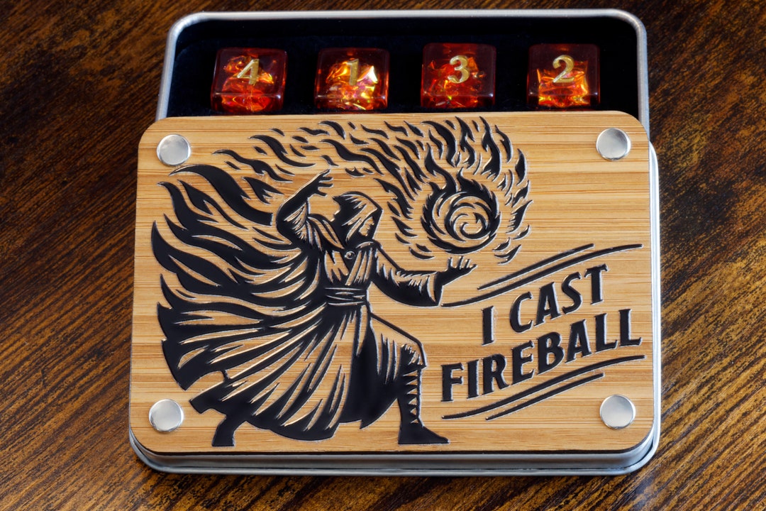Fireball D6 Dice Set and Decorative Box – Red Orange Dice With Holo ...