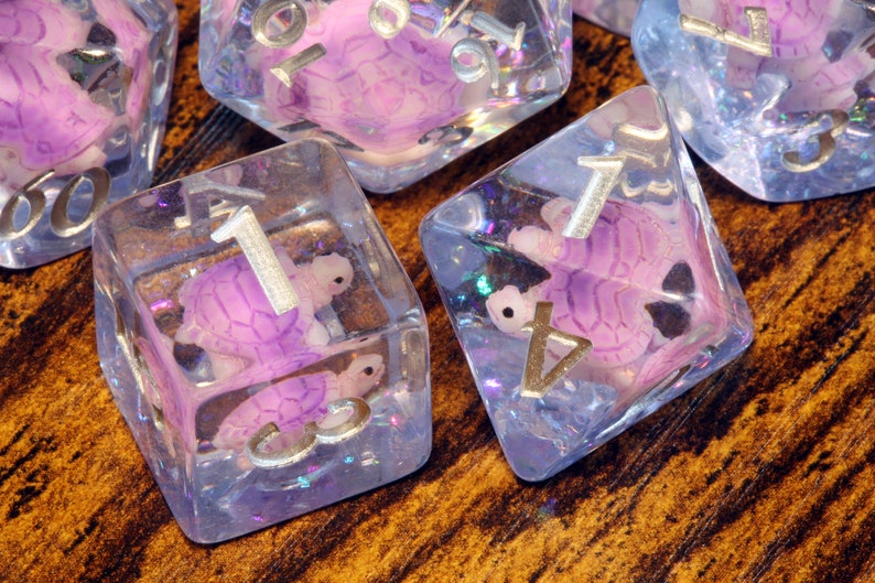 Purple Turtle Dice Set Transparent With Light Purple Turtle - Etsy