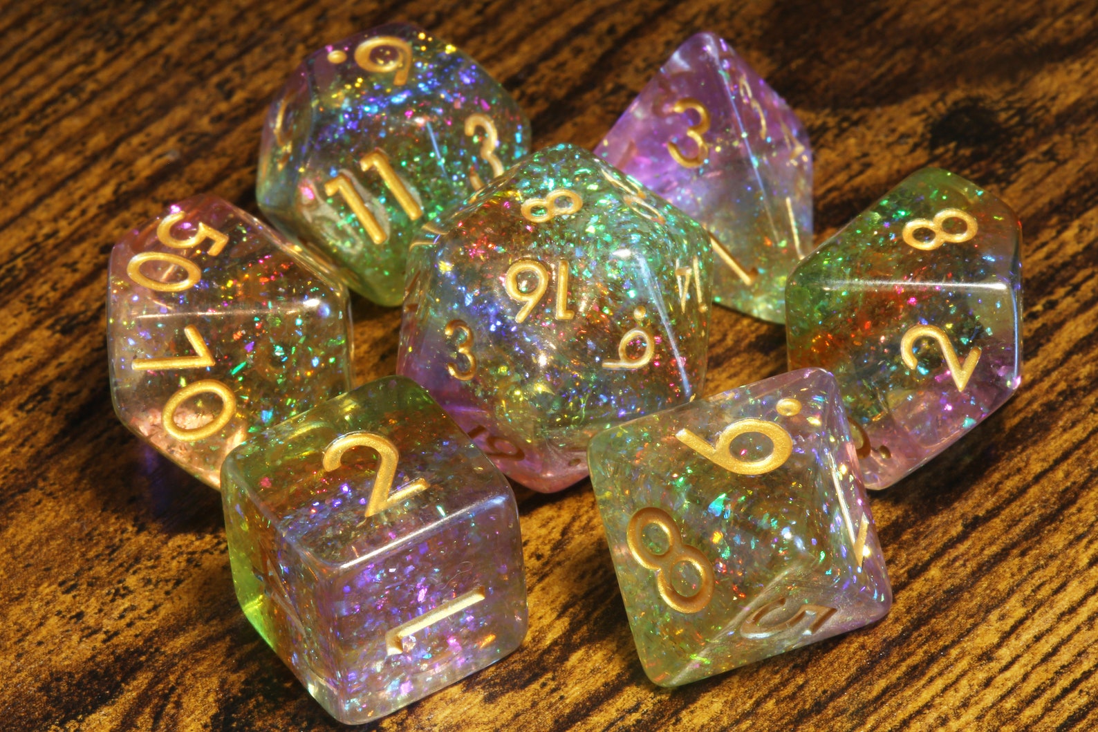 Rainbow Sparkle Dice Set Multicolored Glitter Layer - Etsy