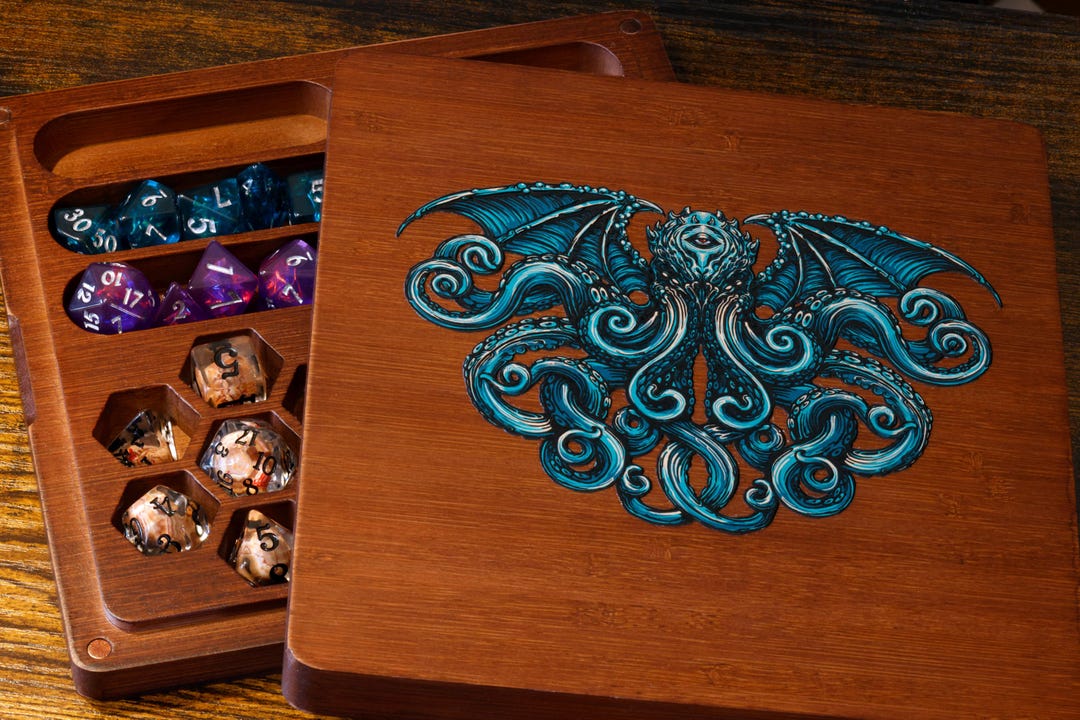 Cthulhu Wooden Dice Vault and Rolling Tray for Dungeons & Dragons or ...