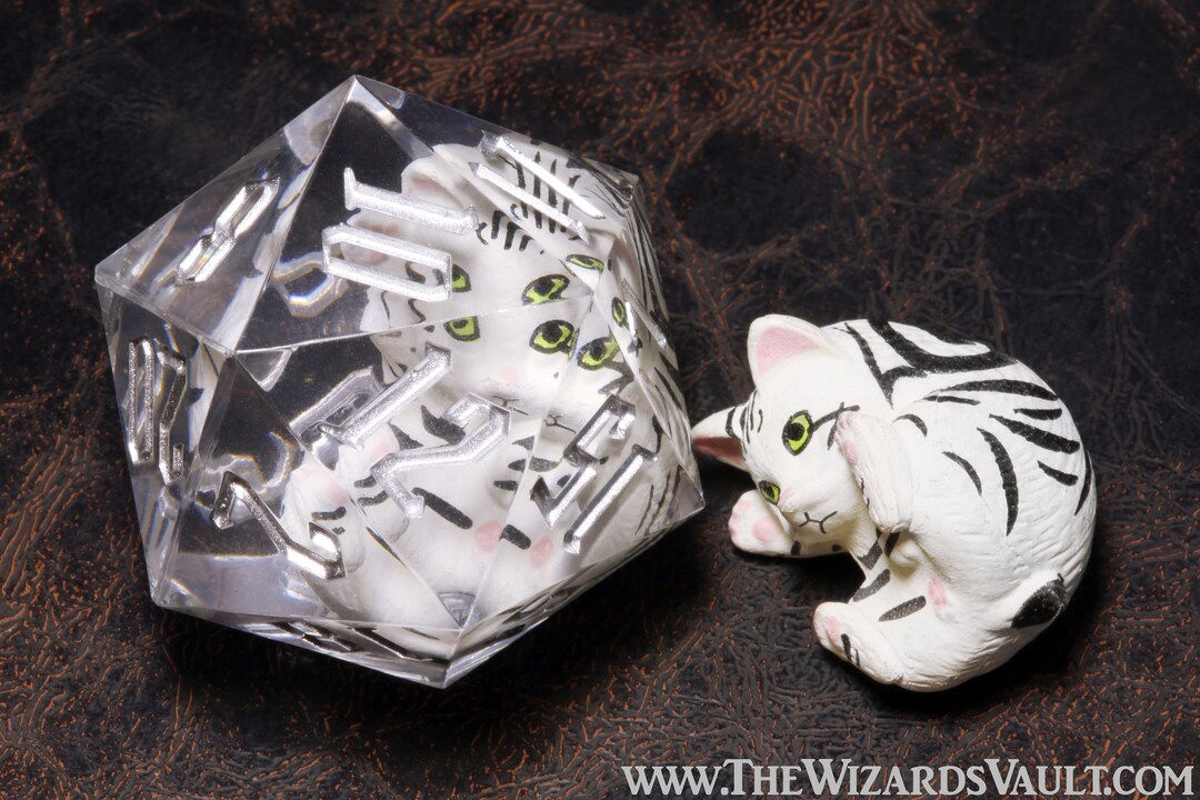 Snow Tiger Kitty D20 Large D20 With Kitten Inside Role - Etsy