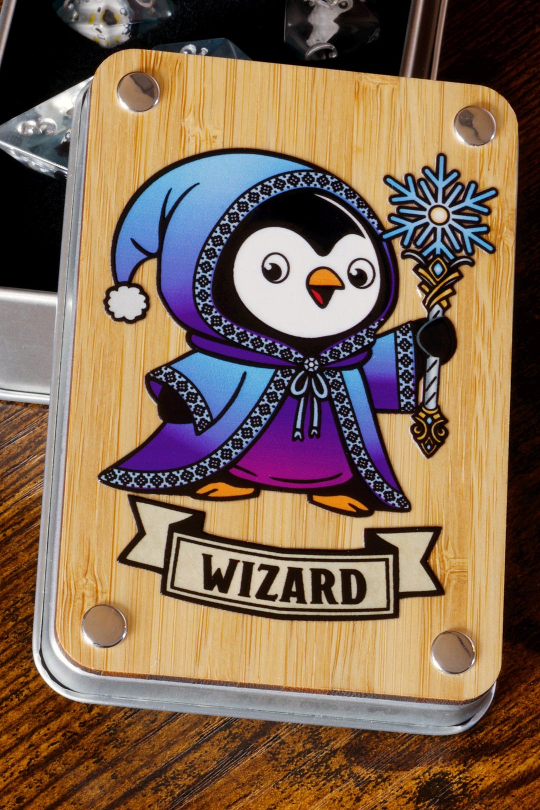 Penguin Wizard Dice Box & Set – Enchanting Penguin With Frost Staff for ...