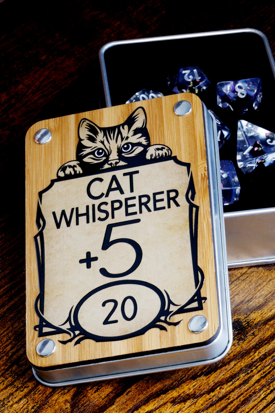 Cat Whisperer Dice Box and Dice Set - Dice Set With Winged Cats, Dice ...