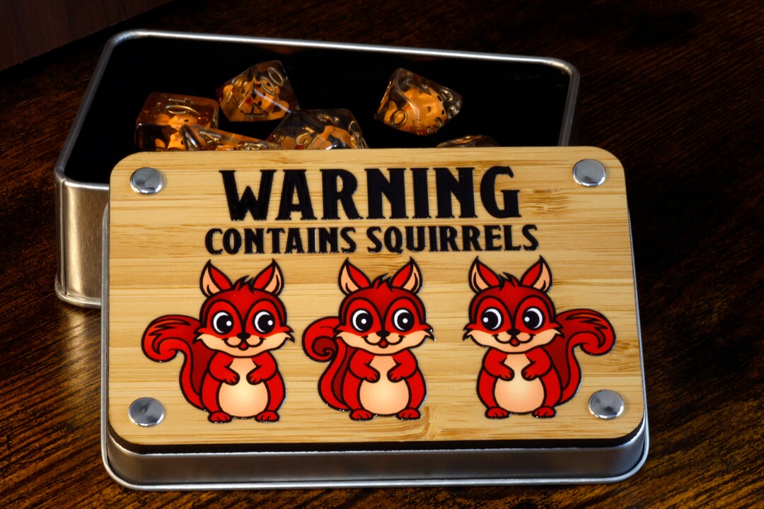 Squirrel Box and Dice Set, Transparent With Little Squirrels Inside on a Copper Layer, Role ...