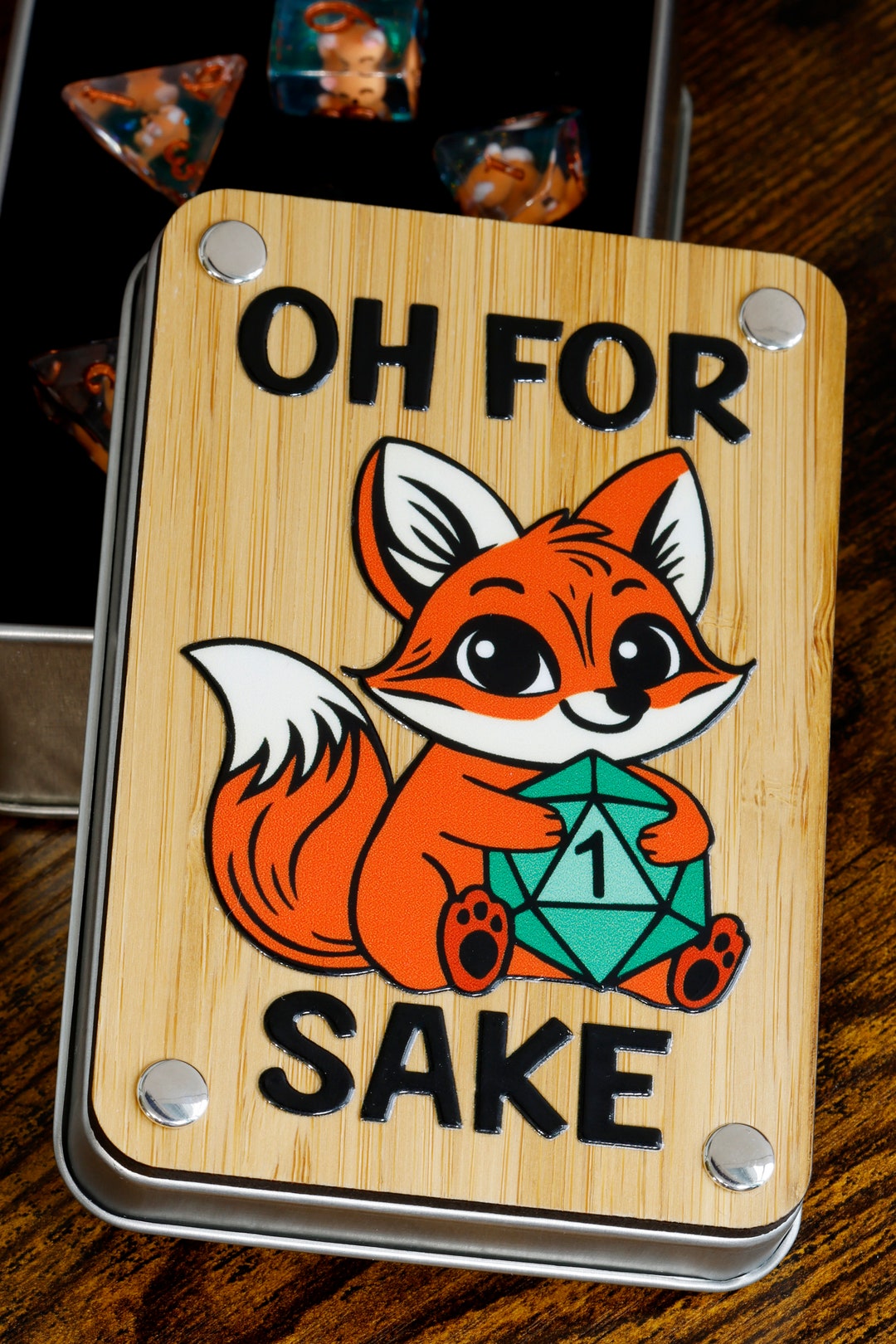 Oh for Fox Sake Dice Box and Fox Dice Set, Dice Set With Fox Cub Inside ...